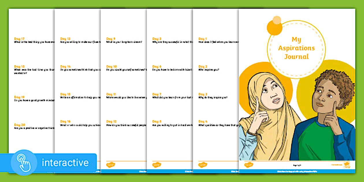 Interactive PDF: My Aspirations Journal Worksheet - Twinkl