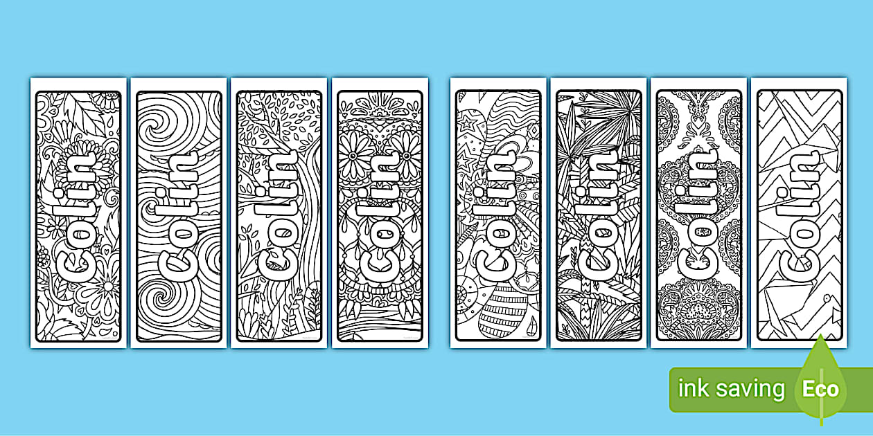 Colin Mindfulness Name Colouring Bookmarks (Teacher-Made)