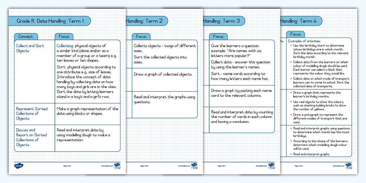 Grade R: Termly Data Handling Summary (teacher made)