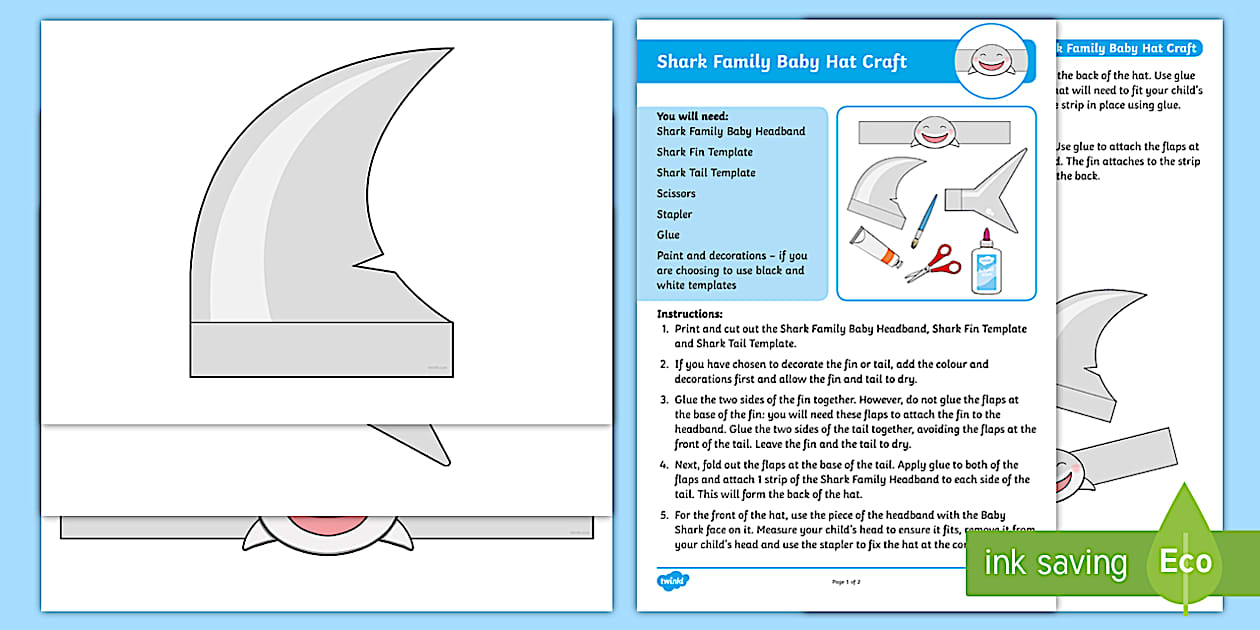 Shark Family Baby Hat Craft Instructions