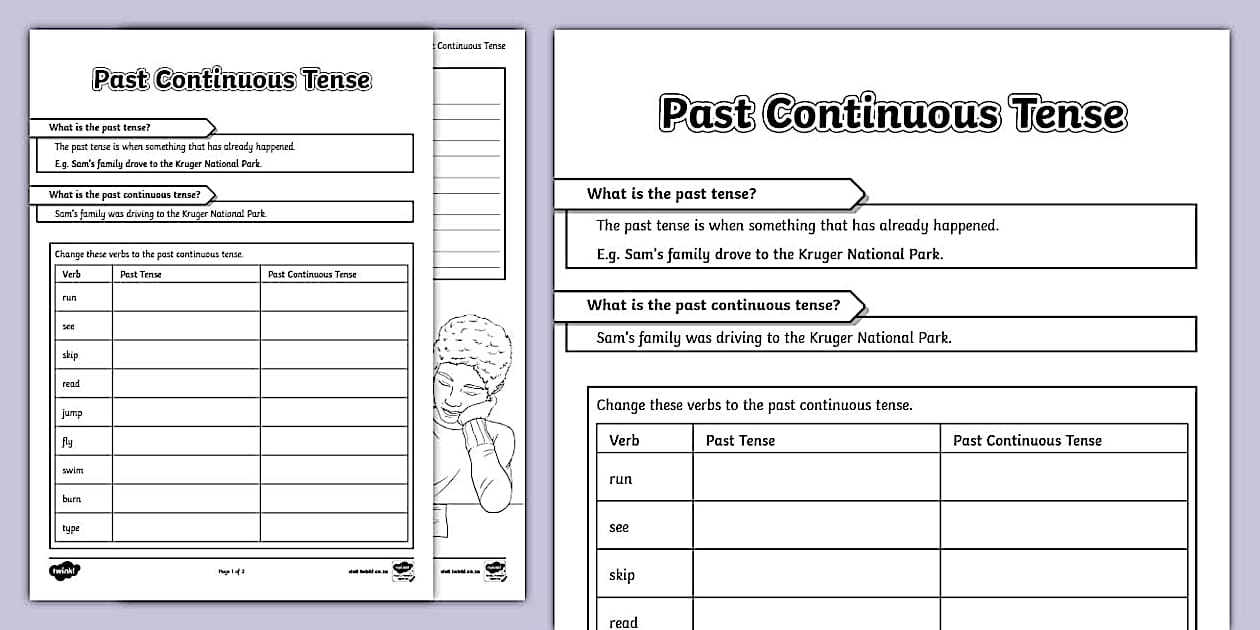 Gr 4: Past Continuous Tense: Activity Sheet - Twinkl