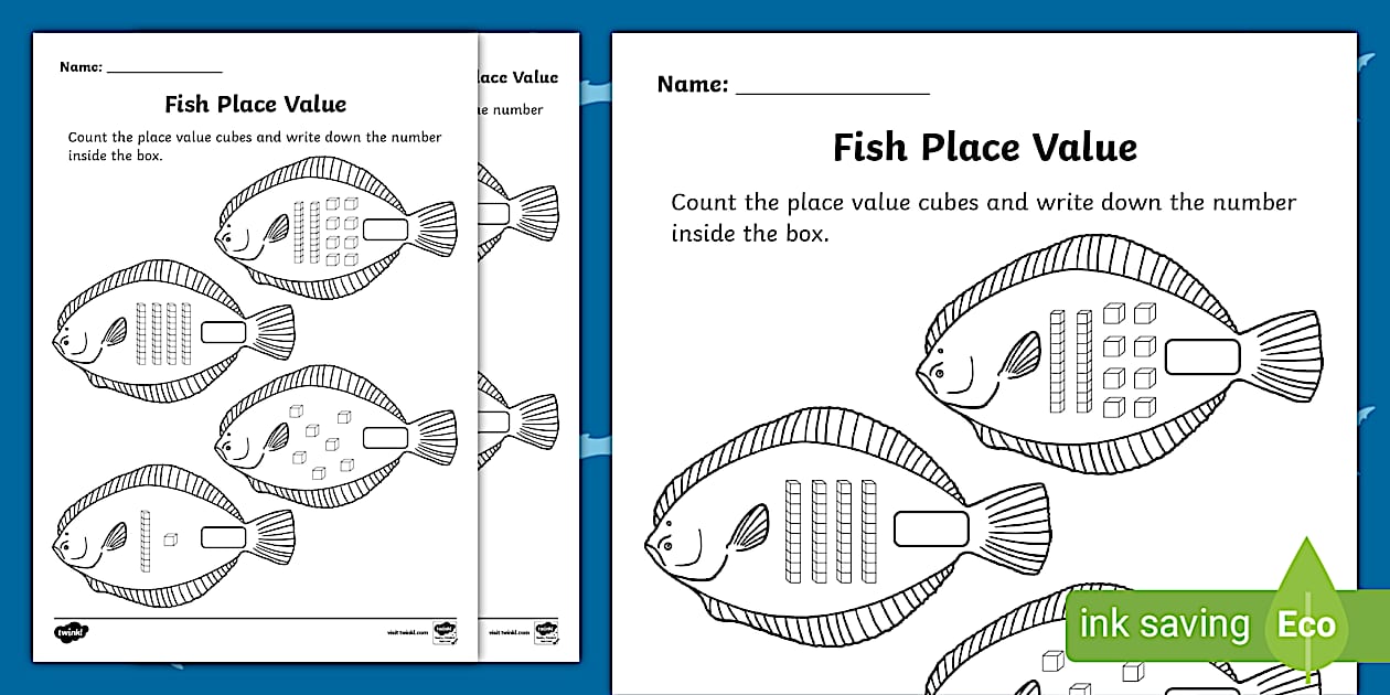 Fish Place Value Activity Sheet (teacher made) - Twinkl