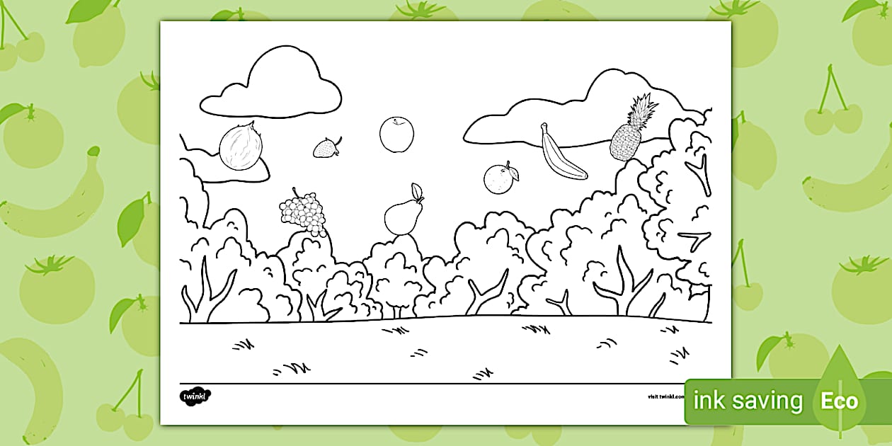 Falling Fruit Colouring Sheet (teacher made) - Twinkl
