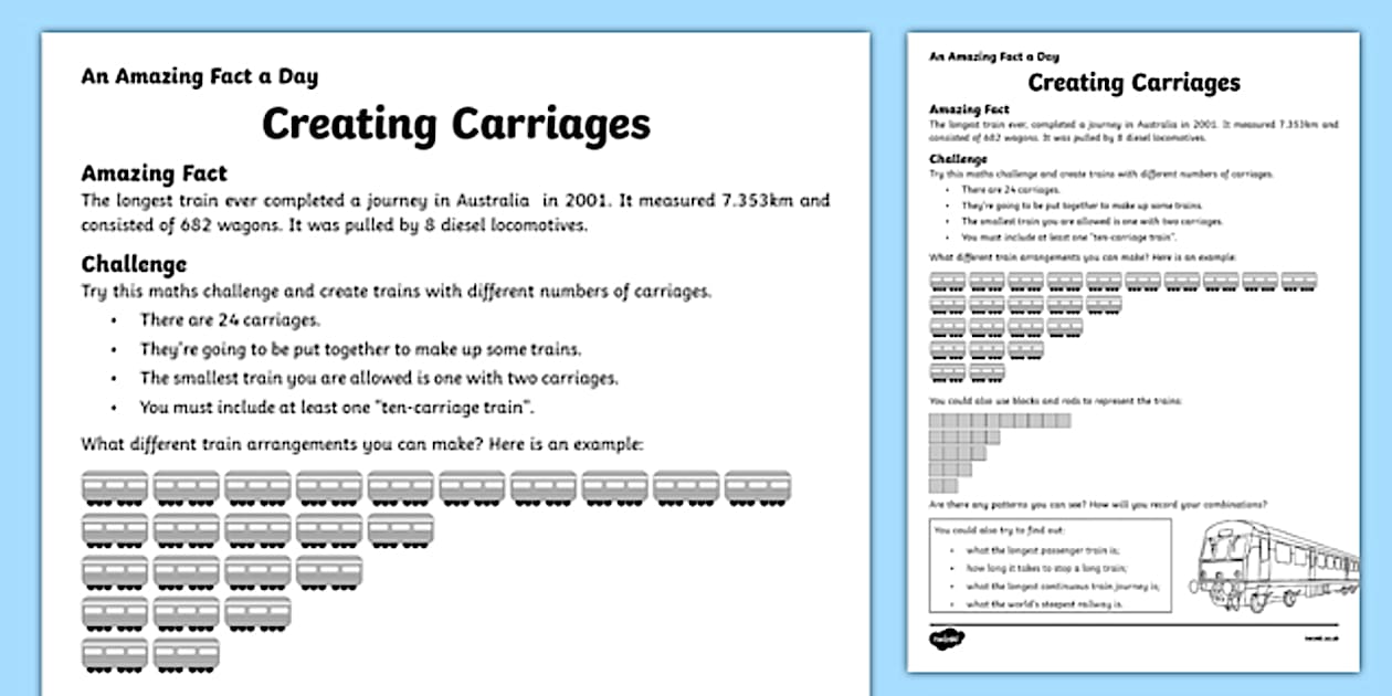Creating Carriages Worksheet / Worksheet, worksheet - Twinkl