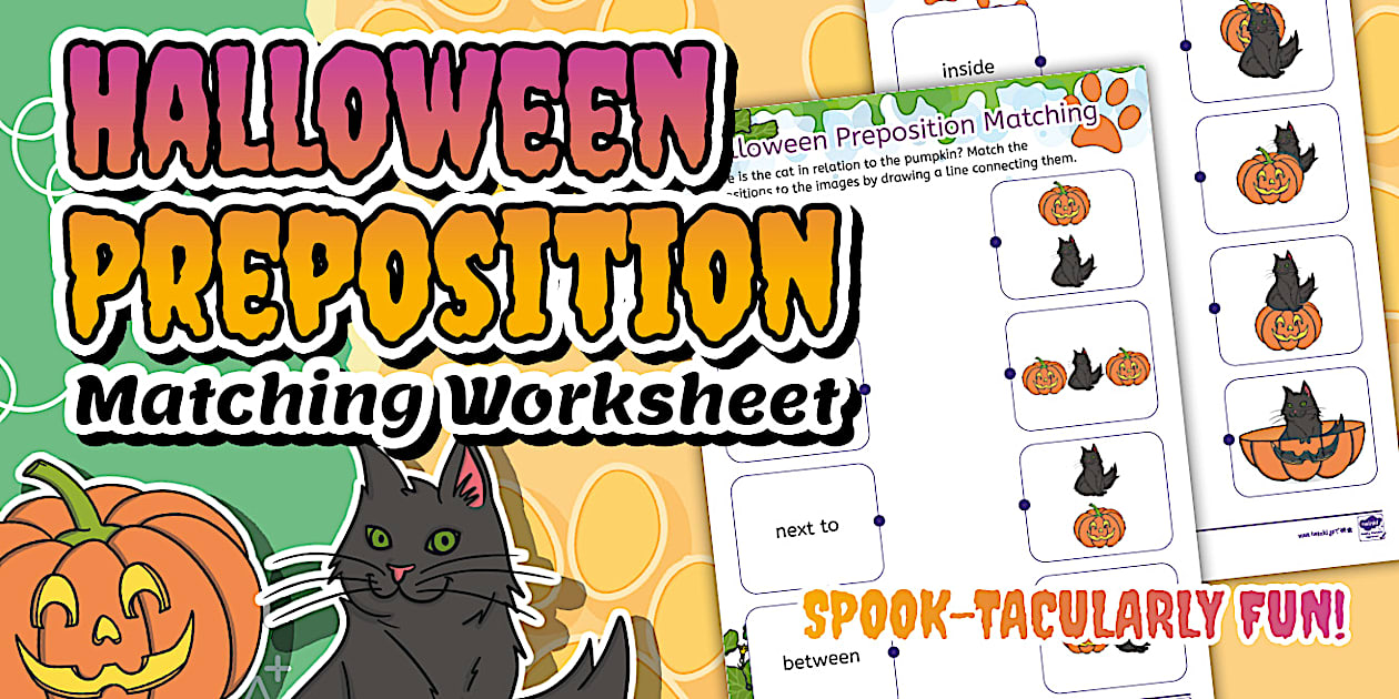 Halloween Preposition Matching Worksheet