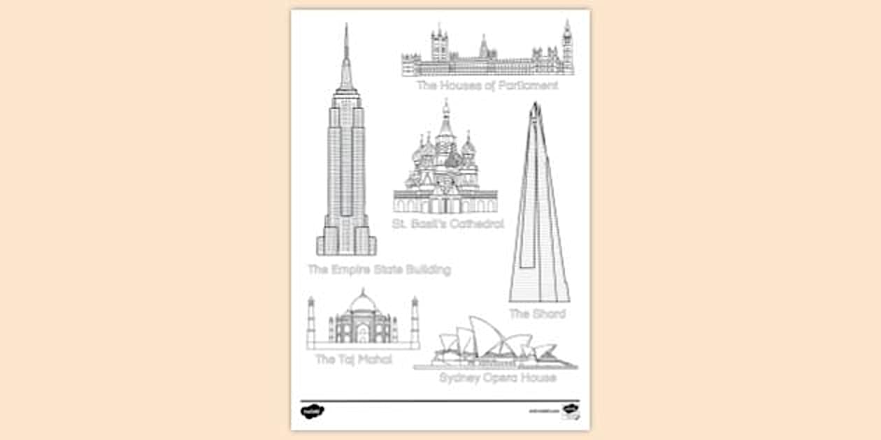 Buildings Colouring | Colouring Sheets (Teacher-Made)