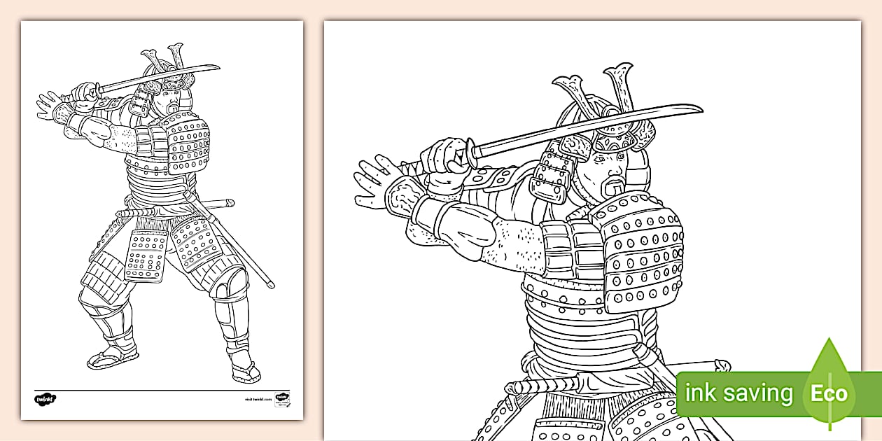 Samurai Warrior Colouring Page, Samurai, Japan, Shogun