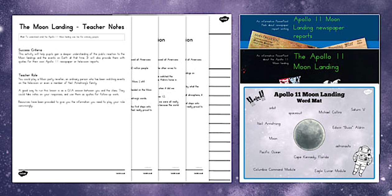 Apollo 11 Moon Landing Report Teaching Pack (teacher made)