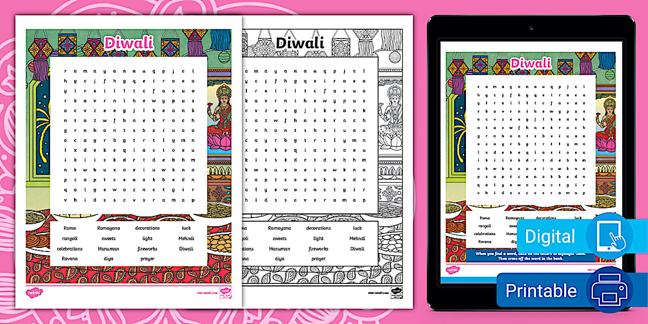 Diwali Word Search Vocabulary Activity for Kids | Twinkl USA