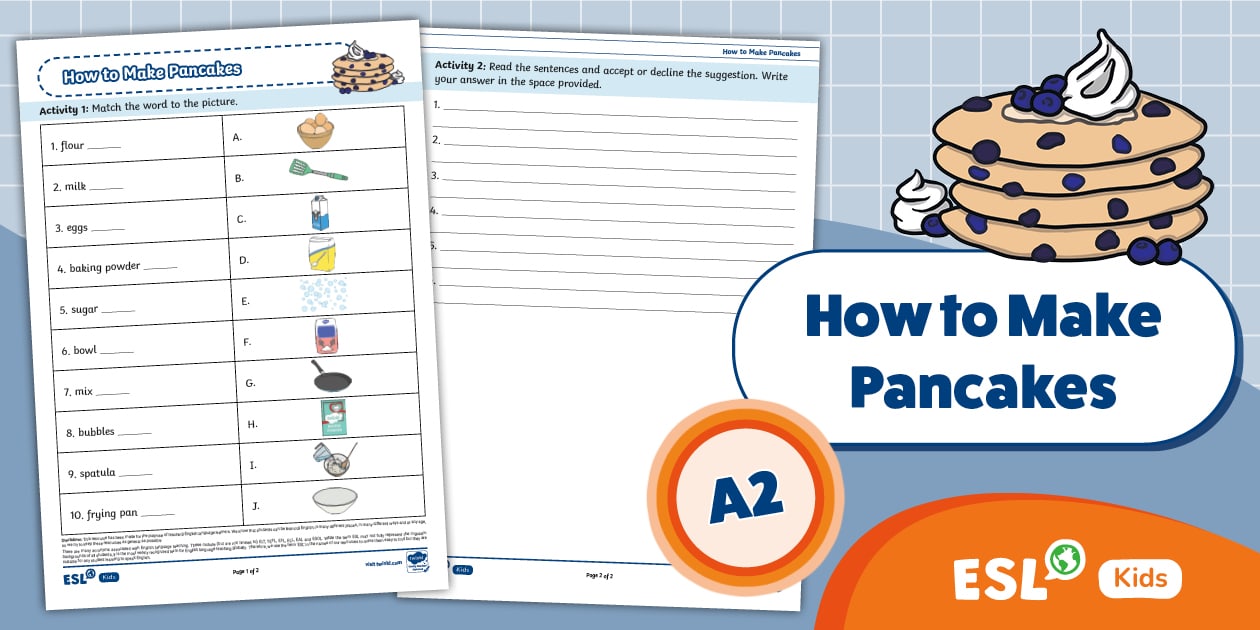 Pancakes Writing Instructions for Kids