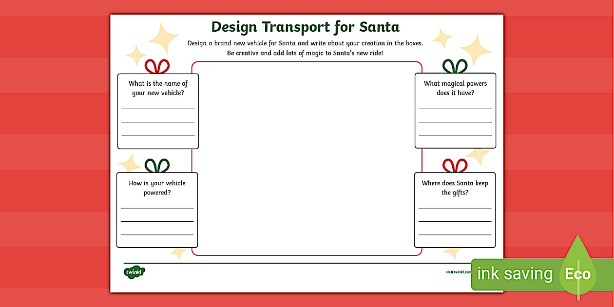 Design Transport for Santa Activity Sheet (Teacher-Made)