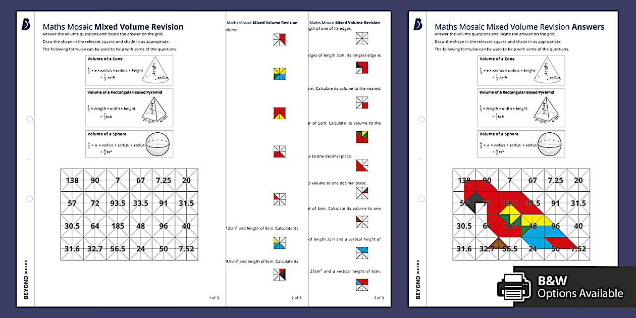 👉 Maths Mosaic Mixed Volume Revision (Teacher-Made)