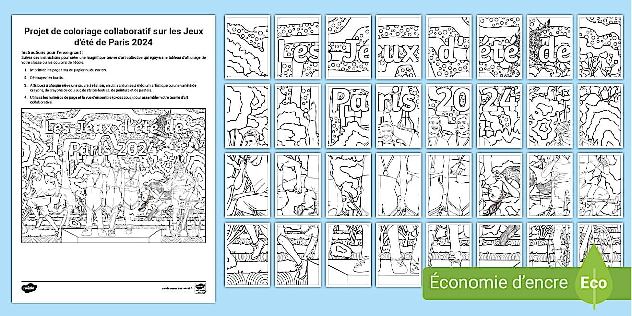French: Summer Games Collaborative Colouring Activity