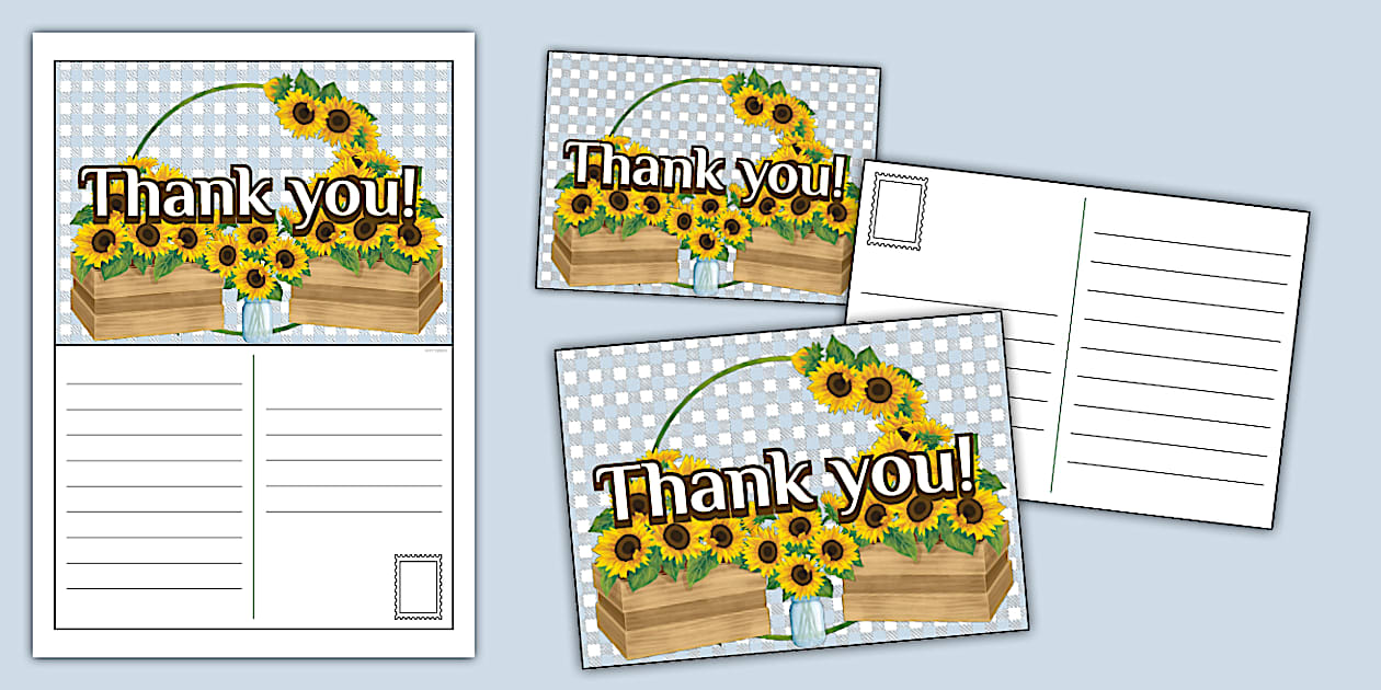 Sunflower-Themed Staff Appreciation Postcard (teacher made)