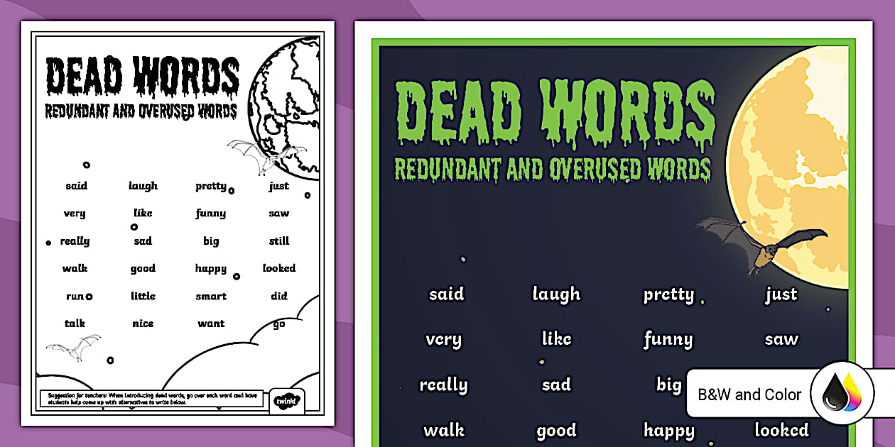 Dead Words - BEWARE! Poster for 6th-8th Grades - Twinkl