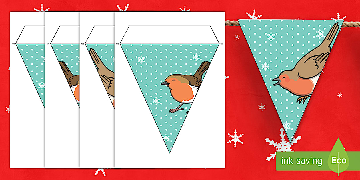 Cute Christmas Robin Bunting (teacher made) - Twinkl
