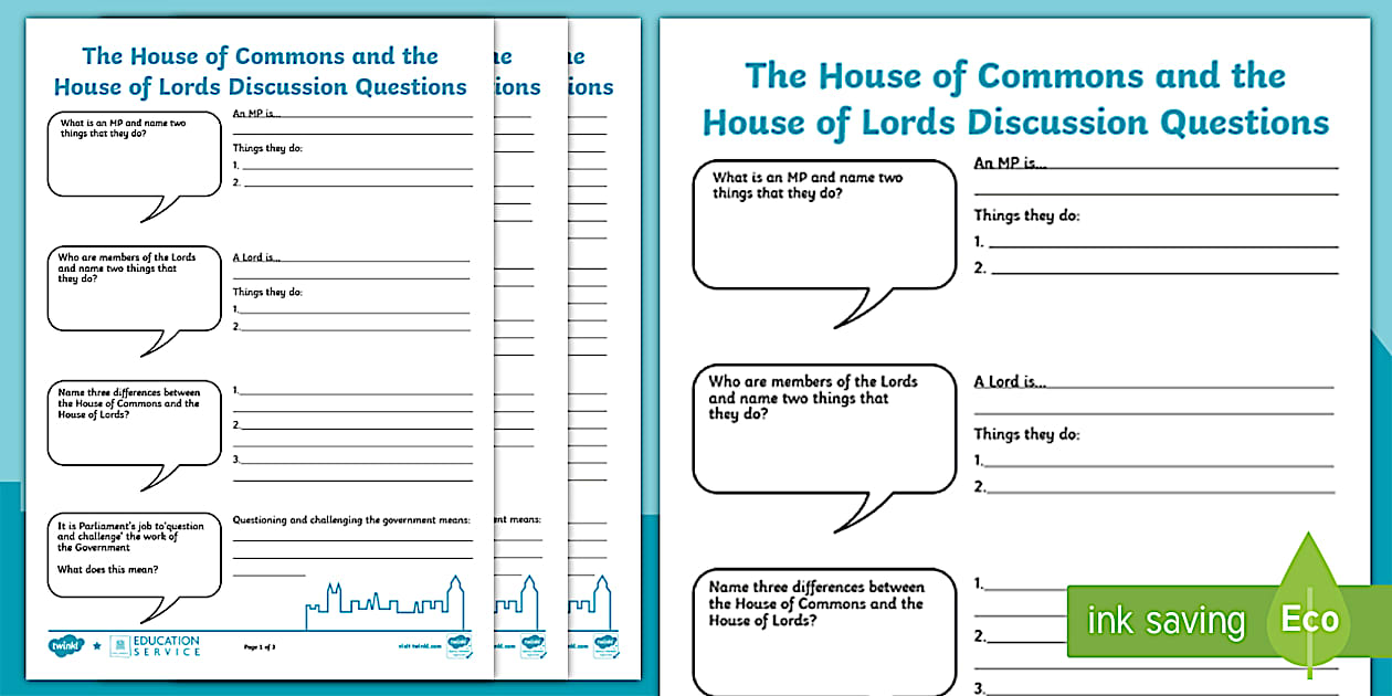 UK Parliament: House of Commons and House of Lords Discussion Questions