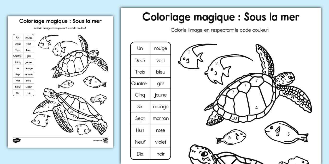 Coloriage magique : Sous la mer (professor feito) - Twinkl