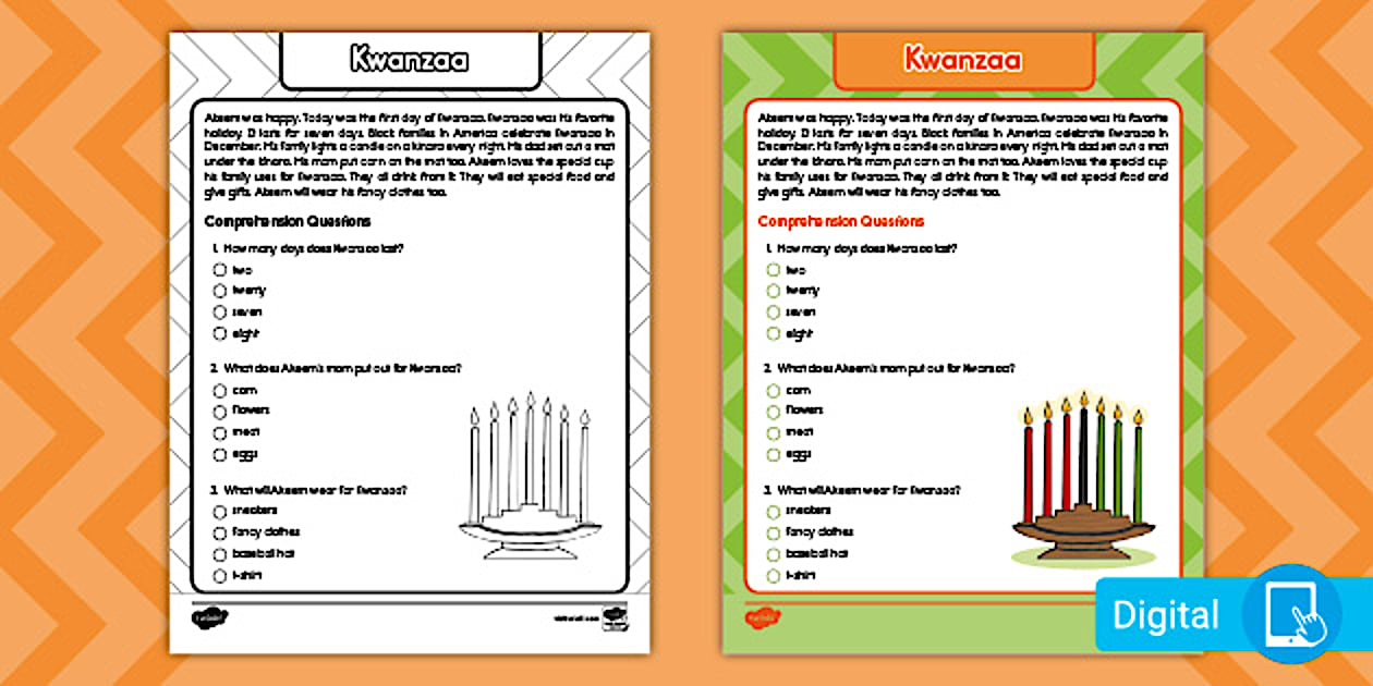 Kwanzaa Reading Comprehension Worksheet | Twinkl USA