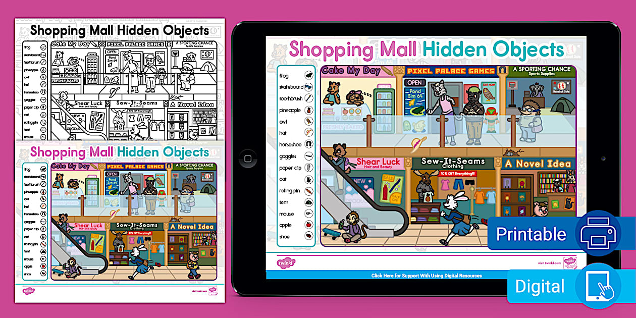Shopping Mall Hidden Objects Activity (Teacher-Made)