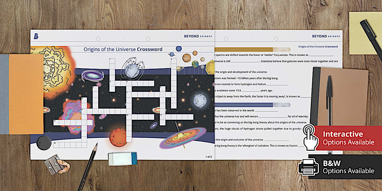Origins of the Universe Differentiated Crossword - Twinkl