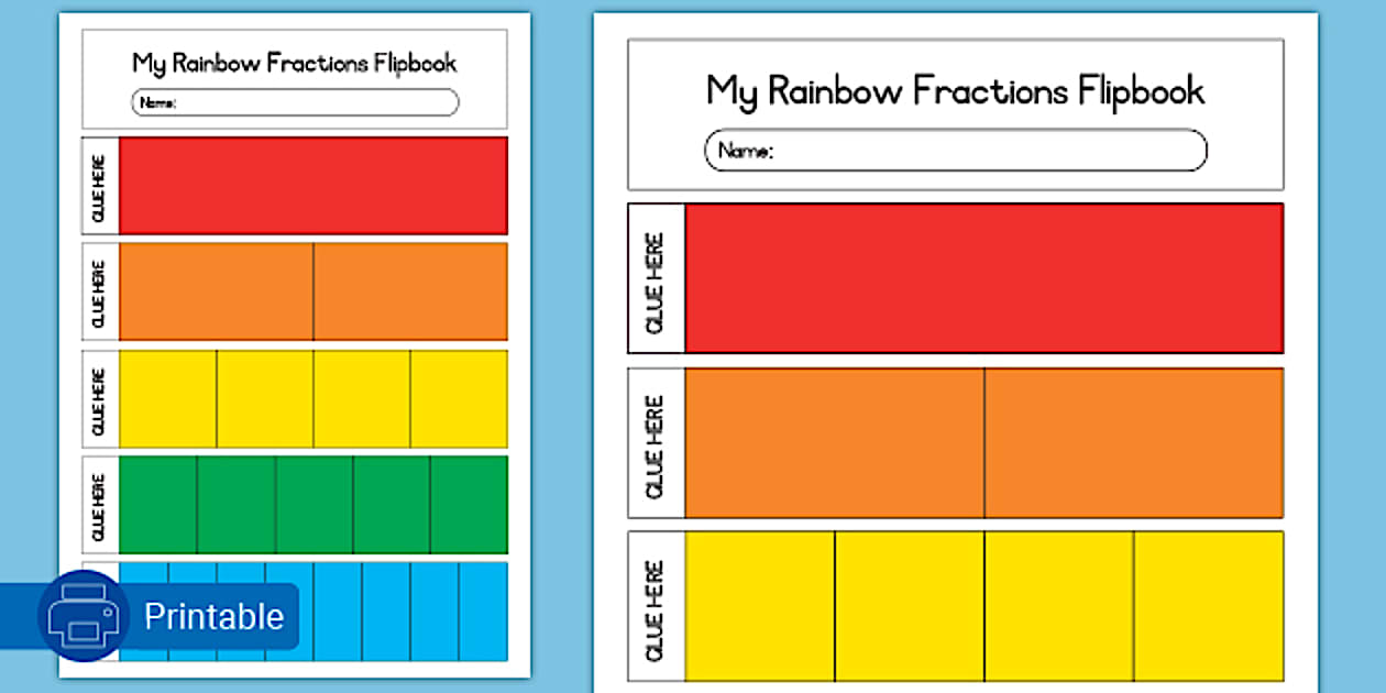 Editable My Rainbow Fractions Flipbook (teacher made)