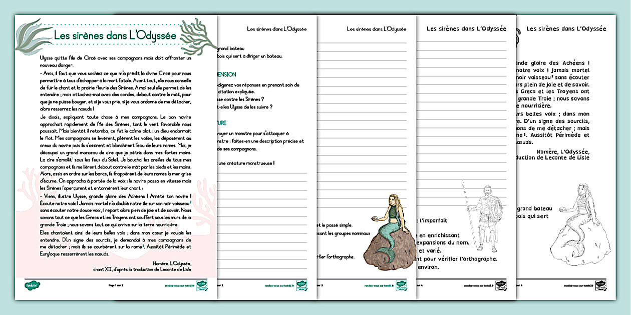 Les sirènes dans L'Odyssée - compréhension et rédaction