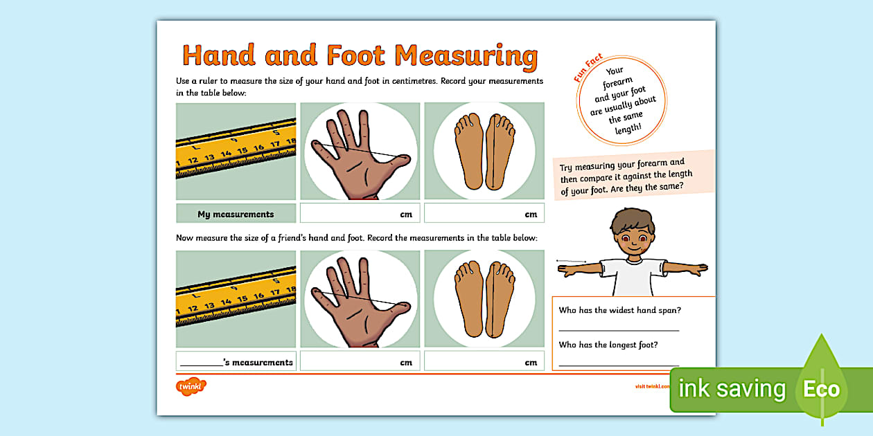 👉 Hand and Foot Measuring Activity - KS1 - Maths - Twinkl