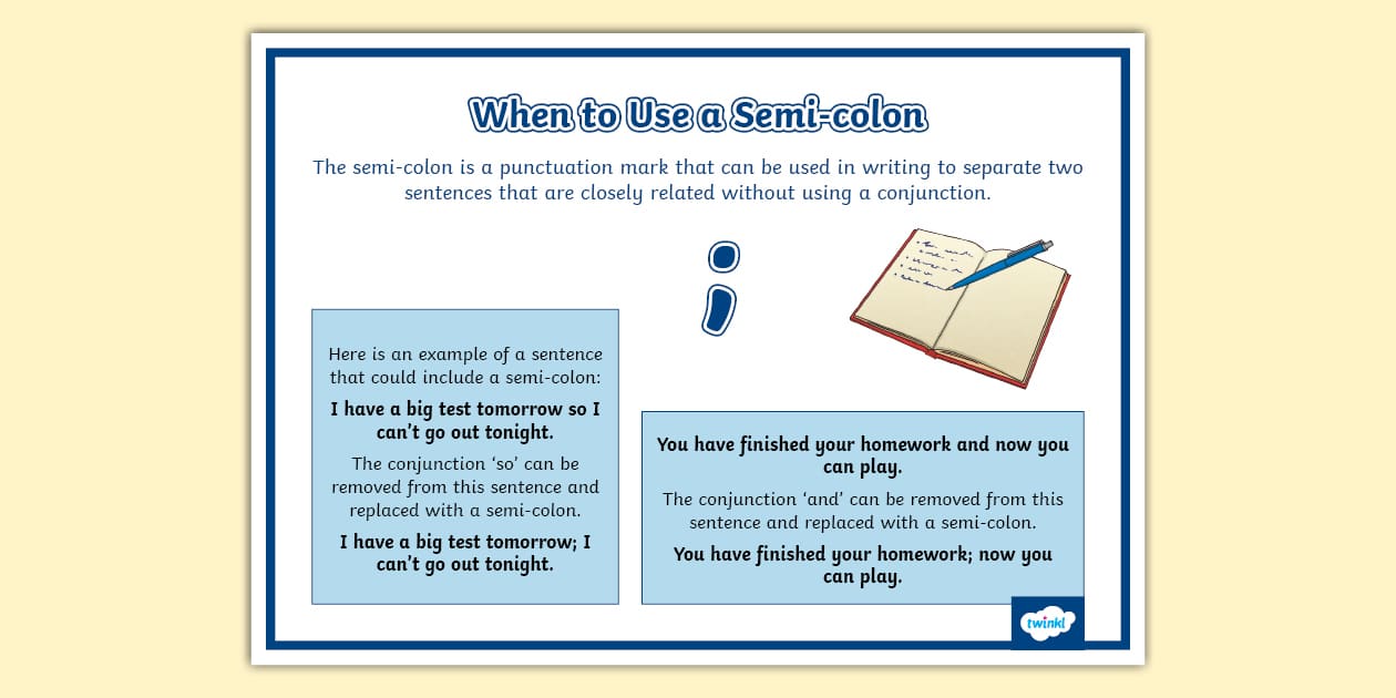 When to Use a Semi-colon Display Poster (teacher made)