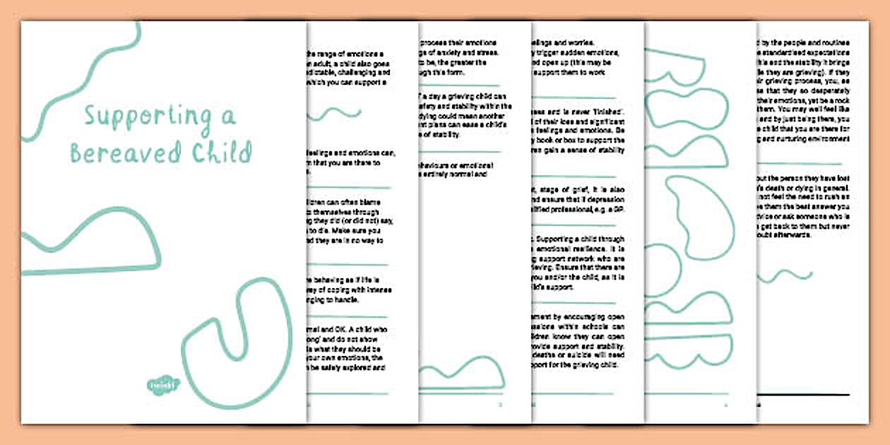 Staff Wellbeing Supporting a Bereaved Child Leaflet - Twinkl