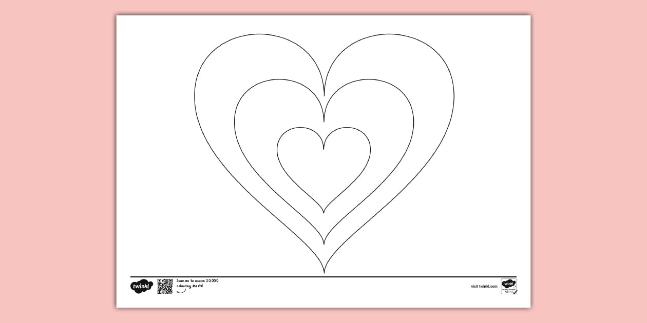 Pretty Heart Colouring Page | Colouring Sheets - Twinkl