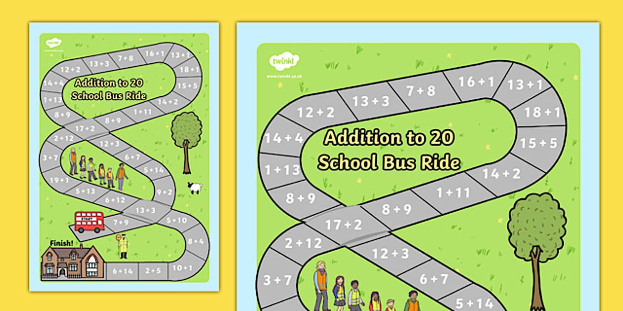 Editable Addition Bus Board Game (teacher made) - Twinkl