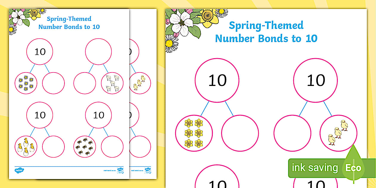 Spring-Themed Number Bonds to 10 (teacher made) - Twinkl