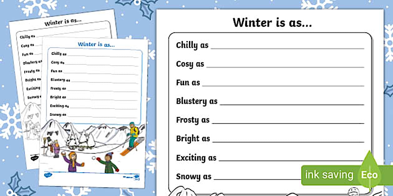 Winter Simile Poem Template, Winter Poetry (teacher made)