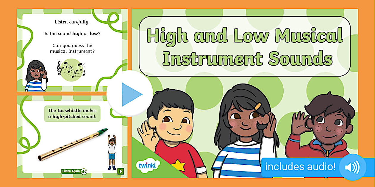 High and Low Musical Instrument Sounds PowerPoint | Twinkl