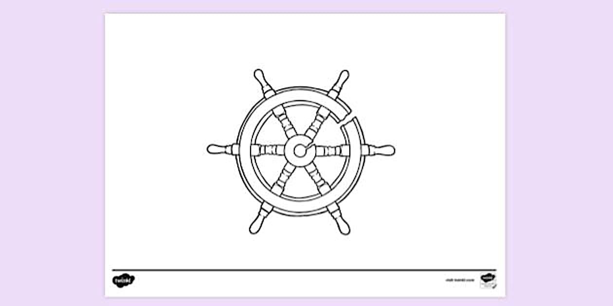 Cracked Ship Wheel Colouring Sheet | Colouring Sheets