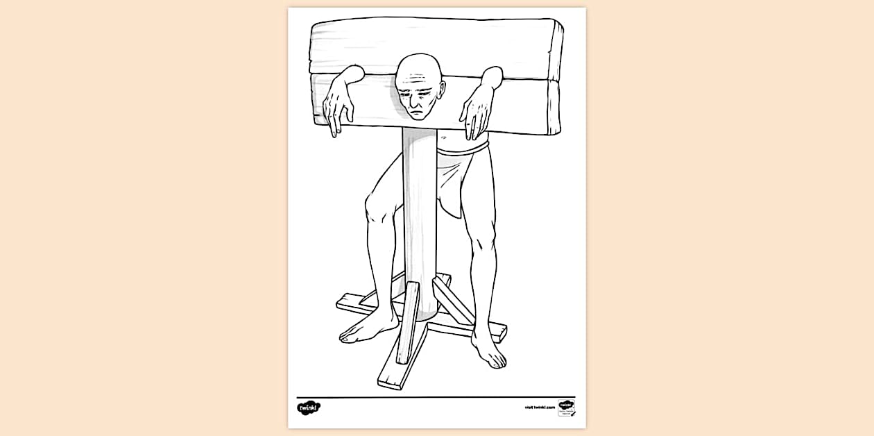 Roman Pillory Colouring Sheet | Colouring Sheets - Twinkl
