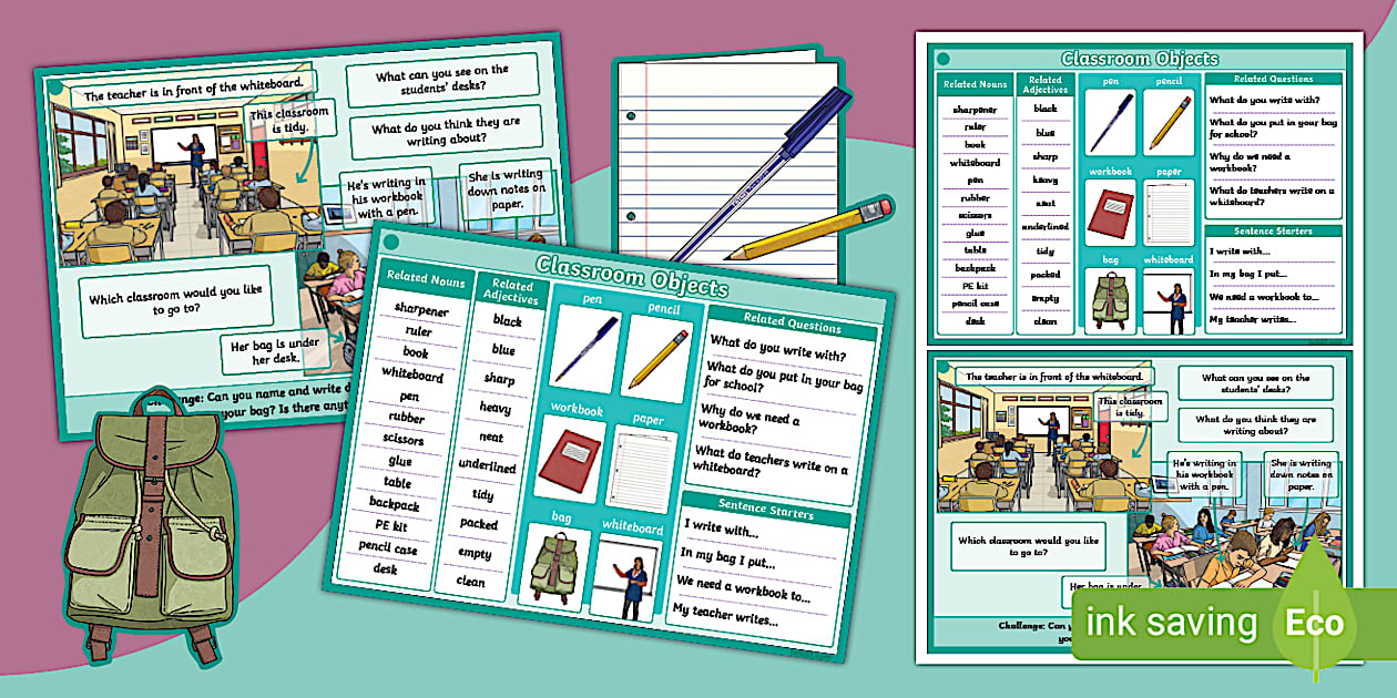 New to English EAL Classroom Objects Vocabulary Knowledge Organiser