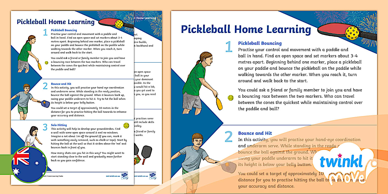 Move PE Year 3-6 Pickleball Home Learning Tasks - Twinkl