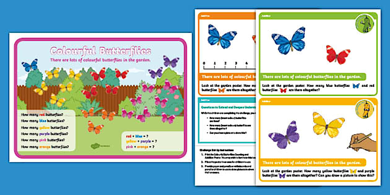 EYFS Maths Addition Chilli Challenges: Colourful Butterflies