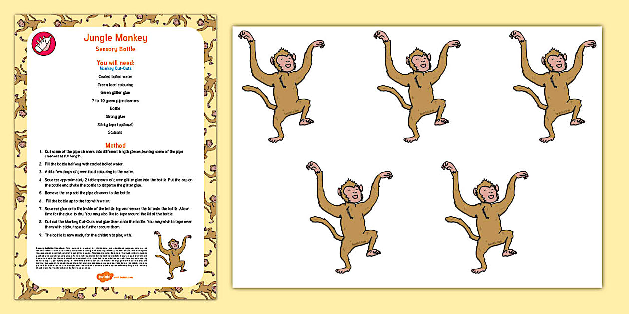 Jungle Monkey Sensory Bottle (teacher made) - Twinkl