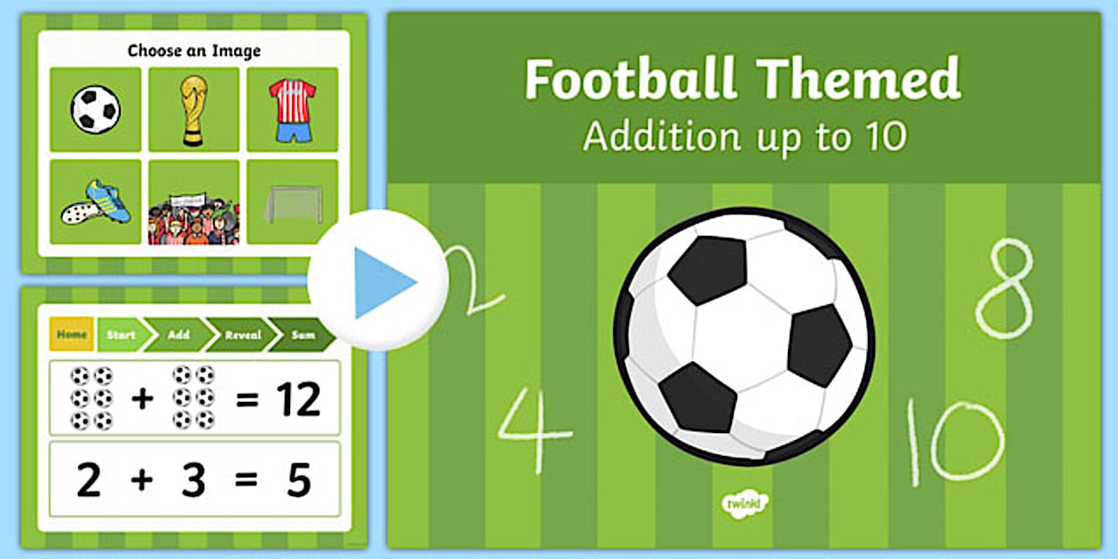 Football Themed Addition to 10 PowerPoint (teacher made)