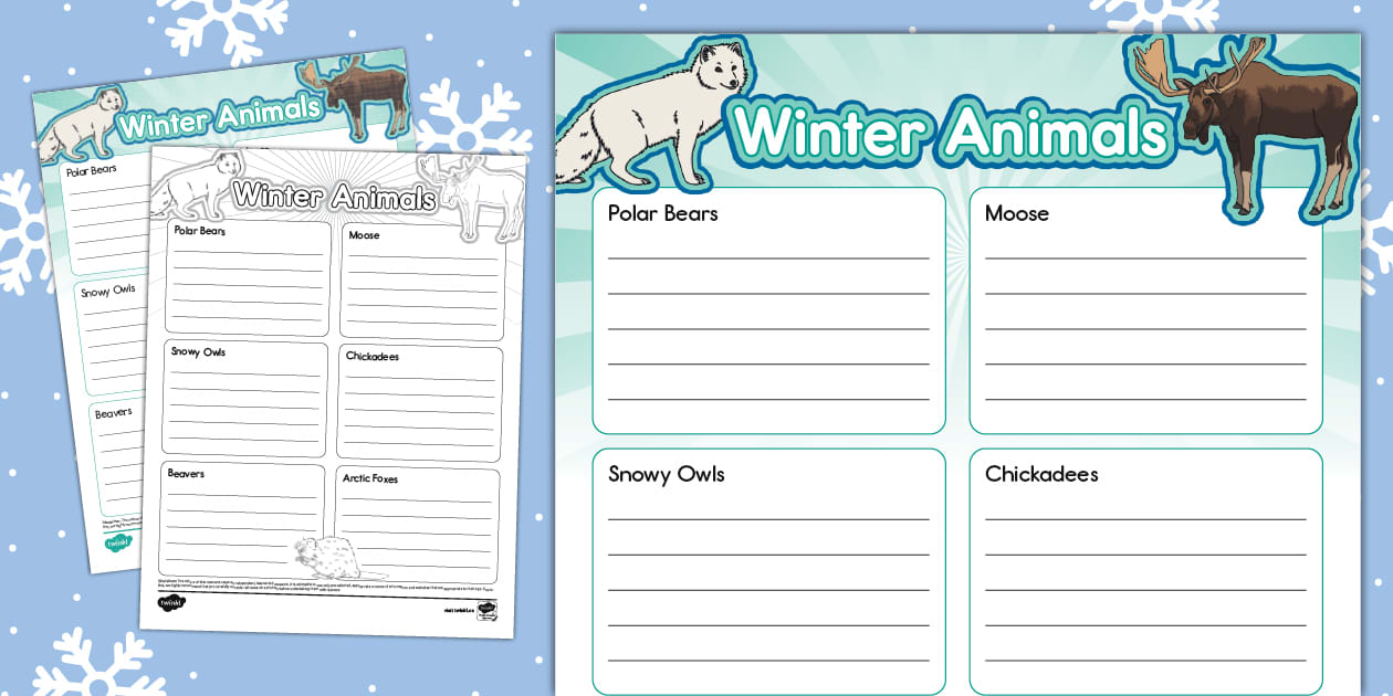Winter Animals Fact File Template - Twinkl