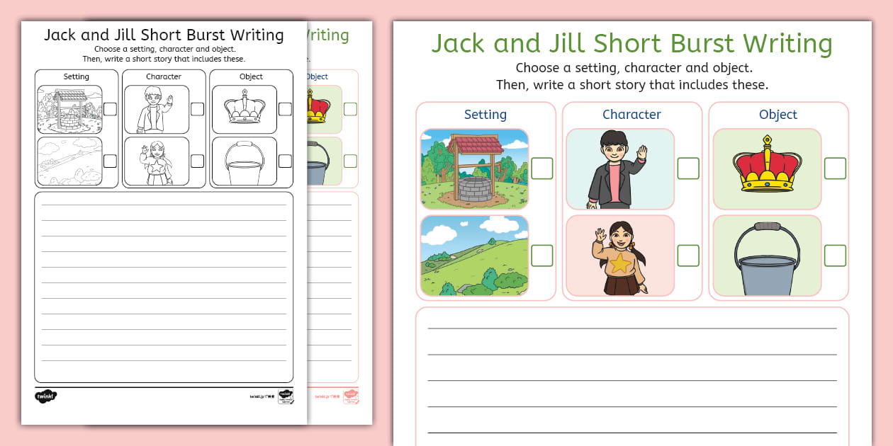 Jack and JIll Short Burst Writing Template (teacher made)