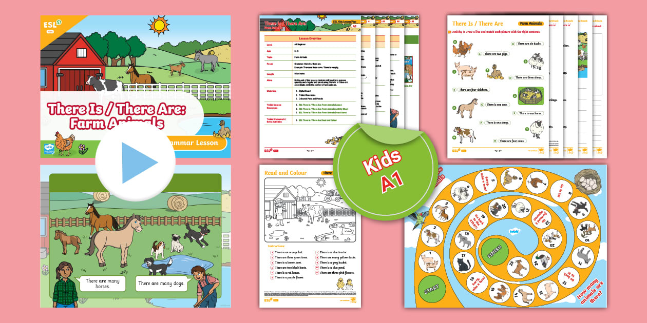 ESL There Is / There Are: Farm Animals Lesson Plan [Kids, A1]