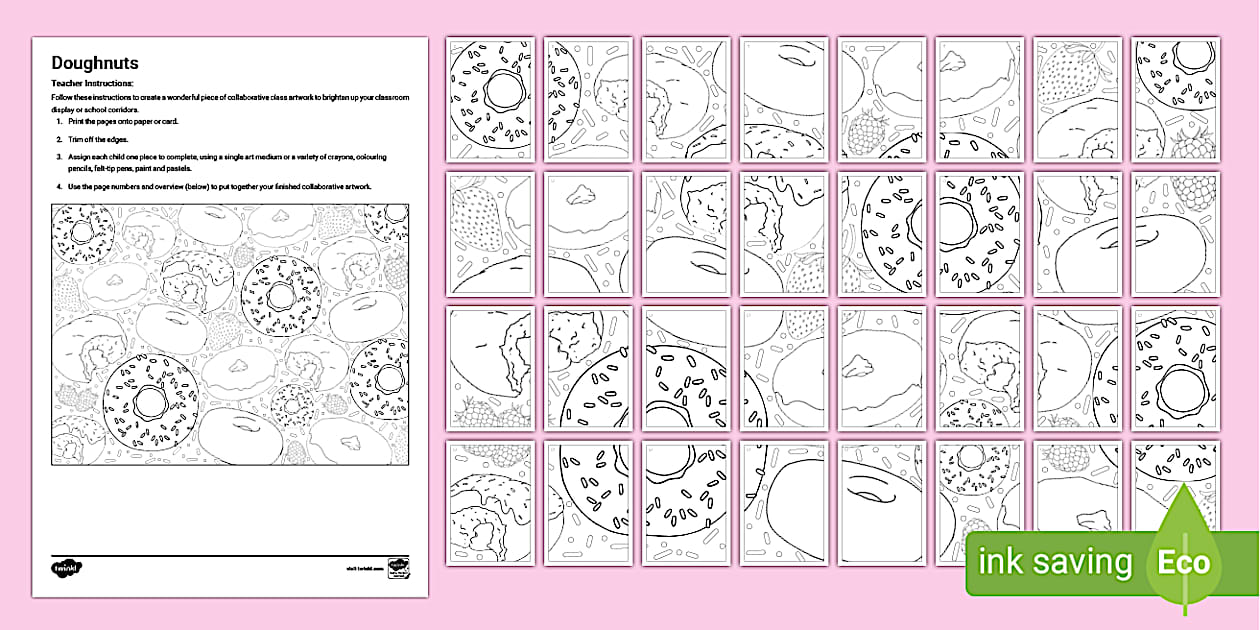 Doughnut Collaborative Colouring Activity (teacher made)