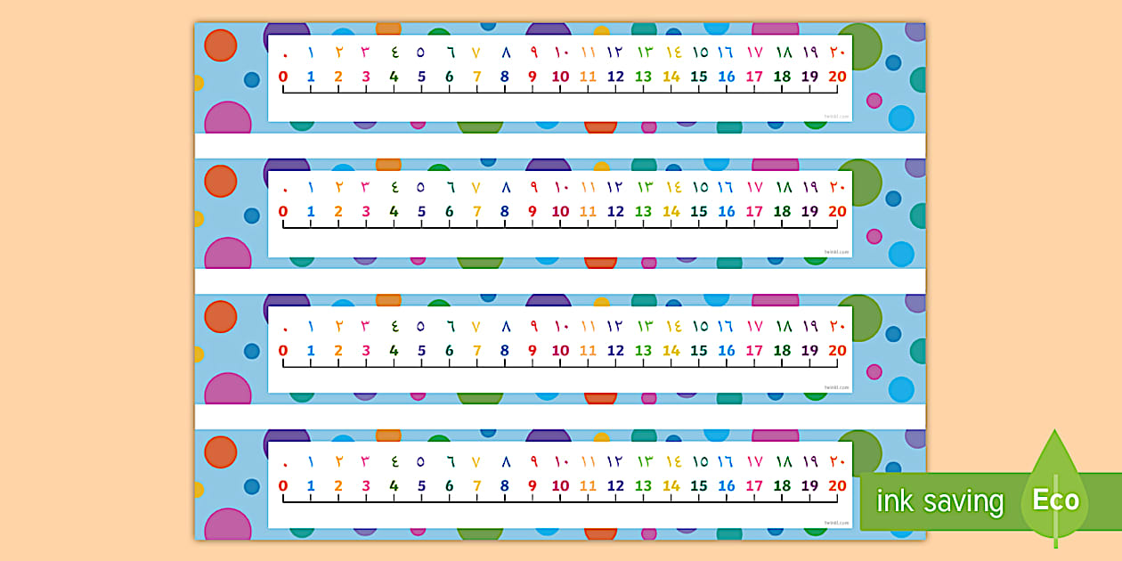 0-20 Number Line Arabic/English (teacher made) - Twinkl
