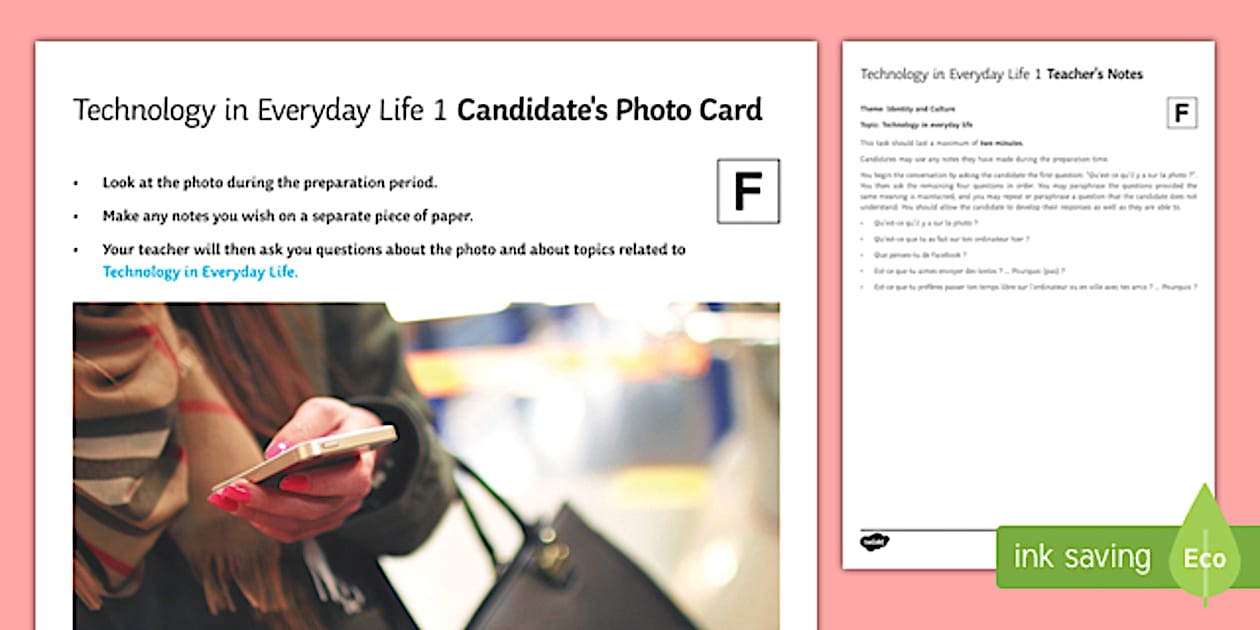 Technology in Everyday Life 1 GCSE Foundation Tier Photo-Card French