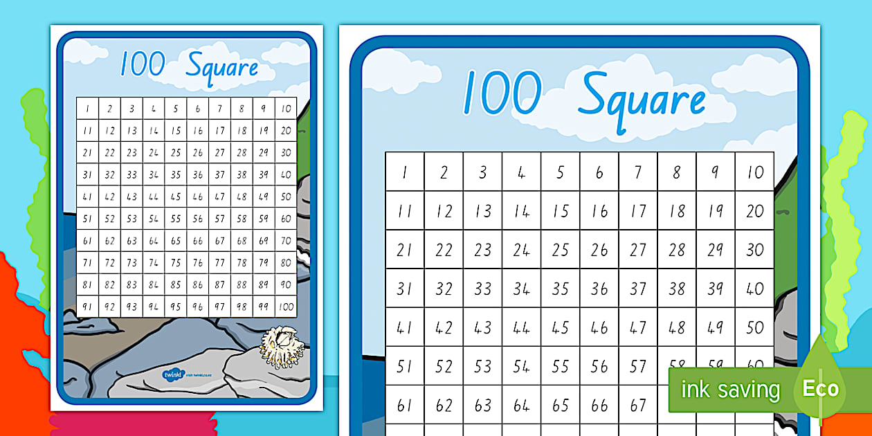 Rocky Shore 100 Square Display Poster (teacher made)