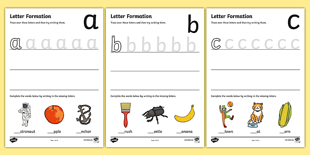 QLD a-z Letter Formation Worksheet Pack - Twinkl